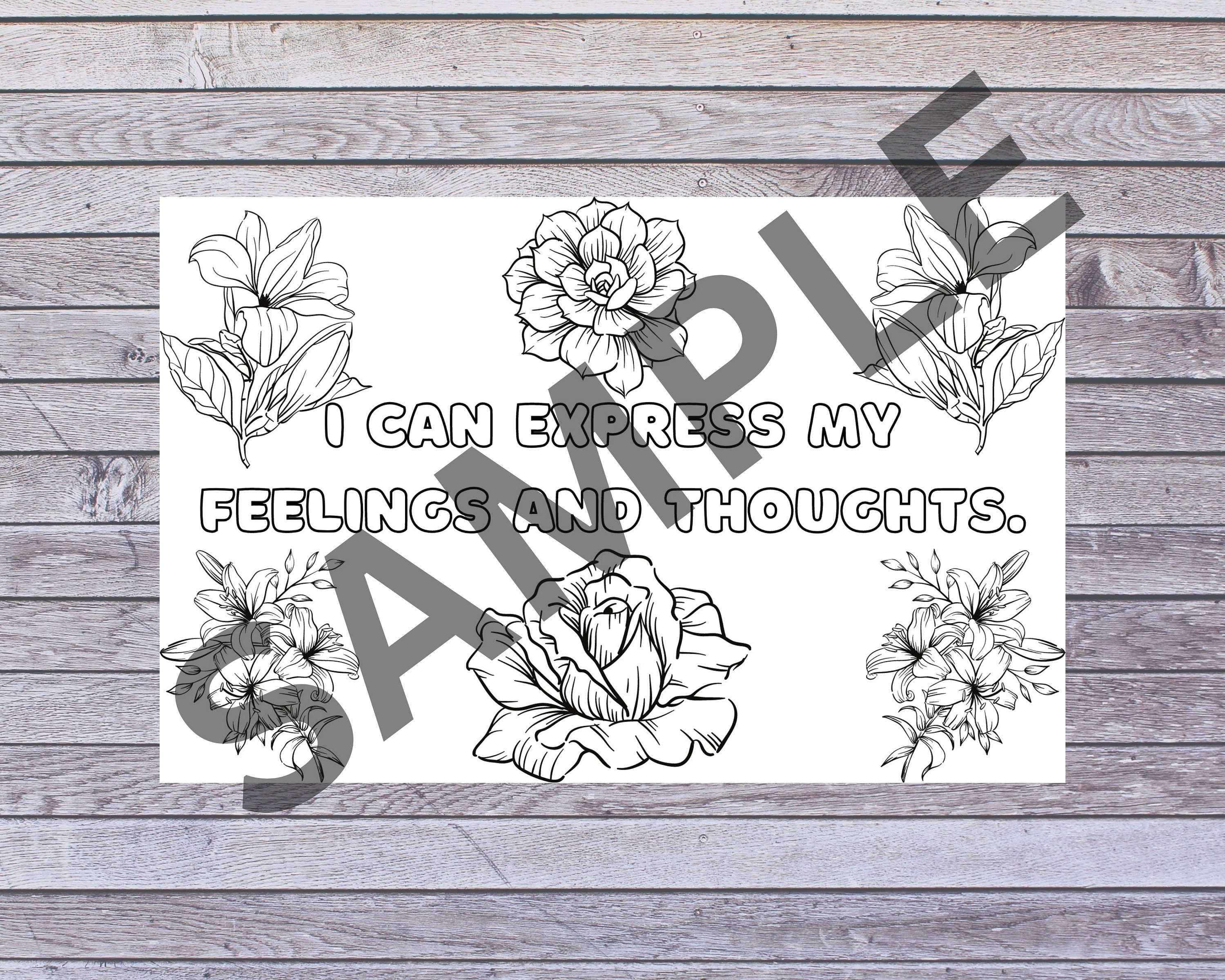 Affirmation Coloring Pages, for All Ages, With Flowers, Printable ...