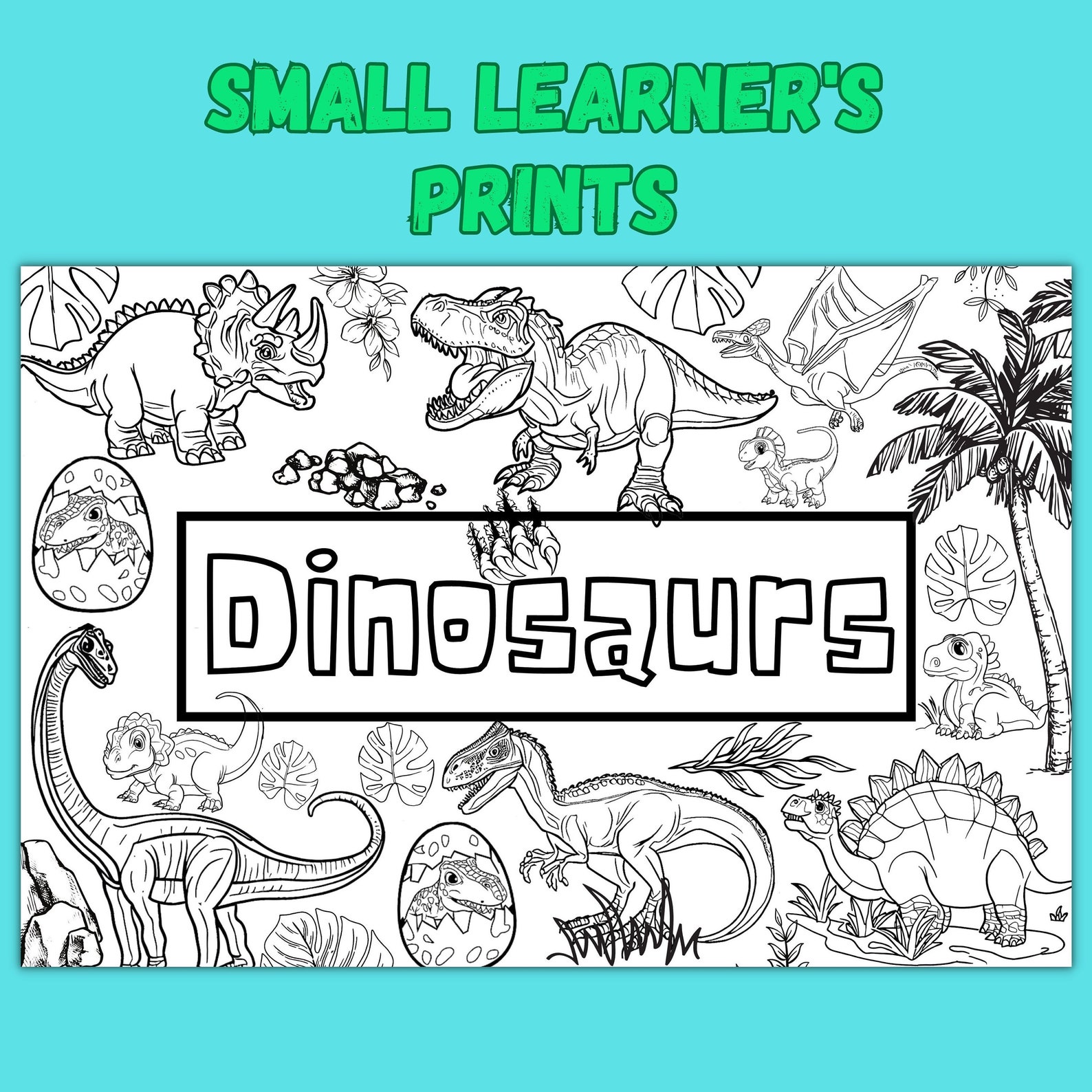 Dinosaur Coloring Poster Dinosaur PNG Coloring Page Poster - Etsy