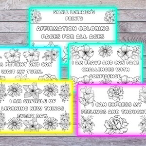 Affirmation Coloring Pages, for All Ages, With Flowers, Printable ...