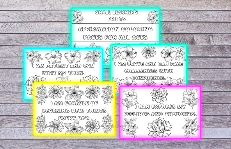 Affirmation Coloring Pages, for All Ages, With Flowers, Printable ...