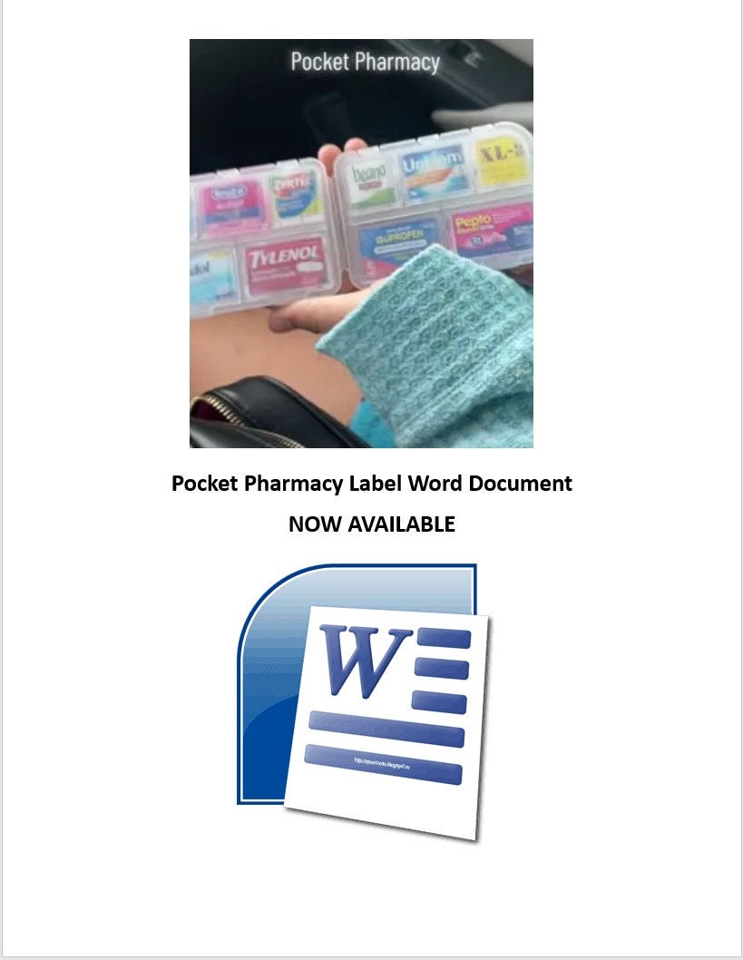 Pocket Pharmacy Word Document PDF File Labels ONLY Etsy