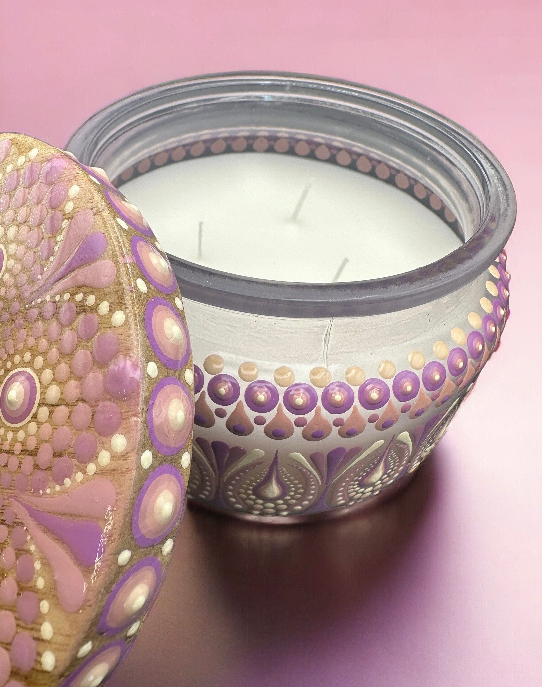 5.1" Lilac Shades Jar Candle/mandala Design/home Accents - Etsy