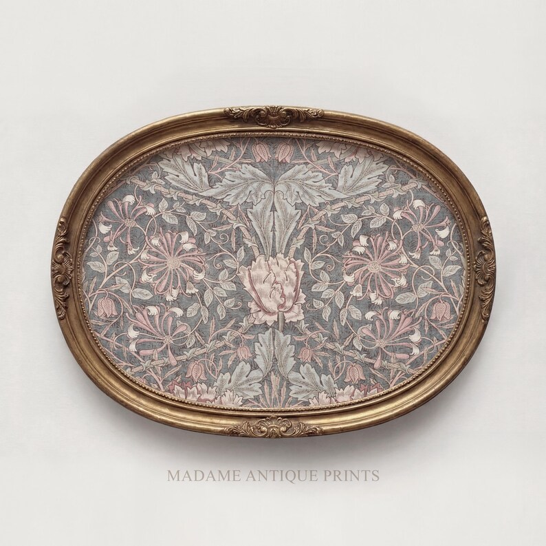 William Morris Style Floral Print, Vintage Textile Wall Art, Antique ...