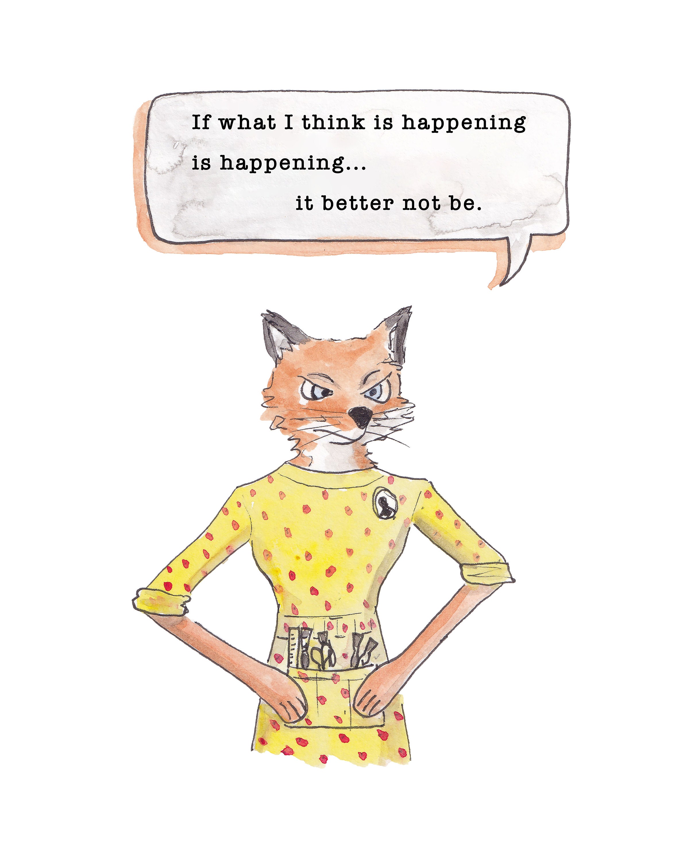 Fantastic Mr. Fox Style Watercolor Illustration Minimalist Modern Art ...