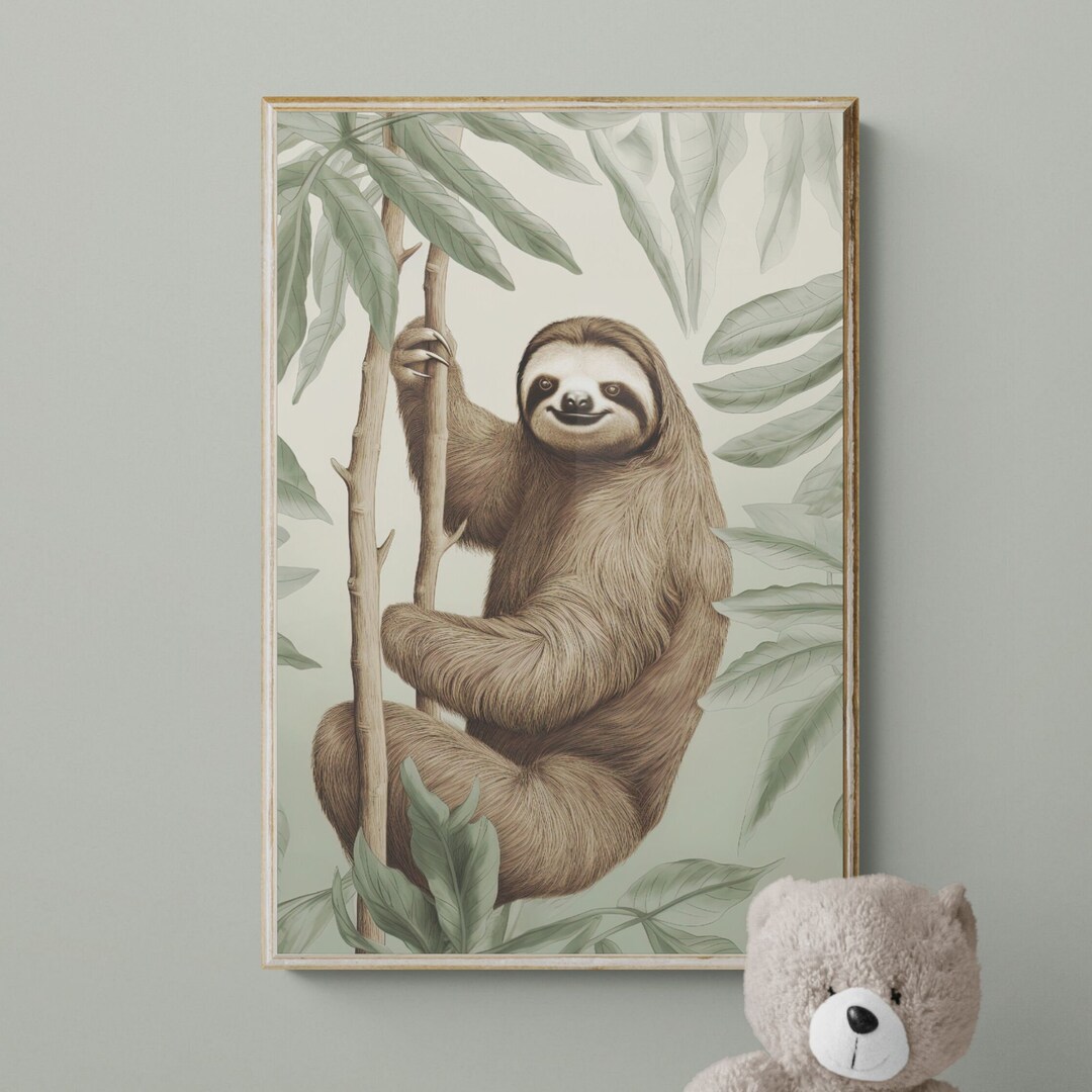 Sloth Wall Art, Sloth Print, Printable Wall Art, Vertical Wall Art ...