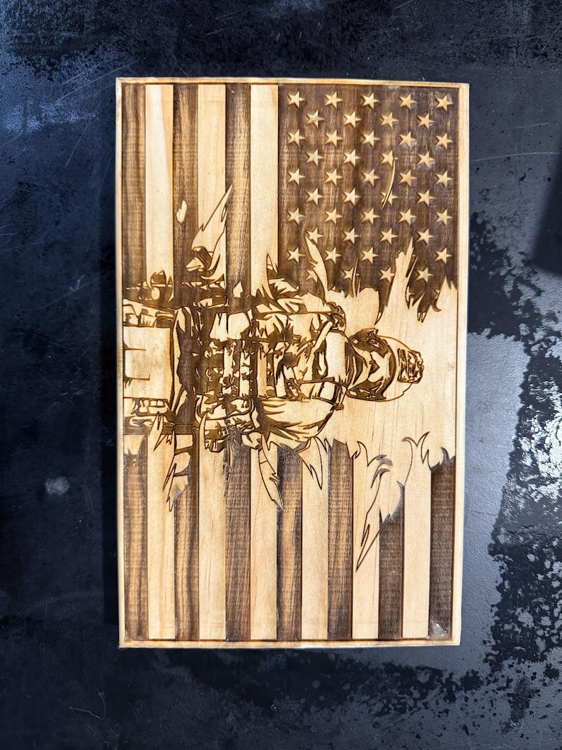 Engraved American Flag - Etsy