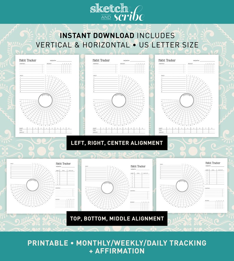 Printable Daily, Weekly, Monthly Habit Tracker PDF, Minimalist ...