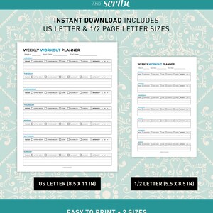 Printable Fitness, Health, Meal, Workout Planner Daily, Weekly Tracker ...