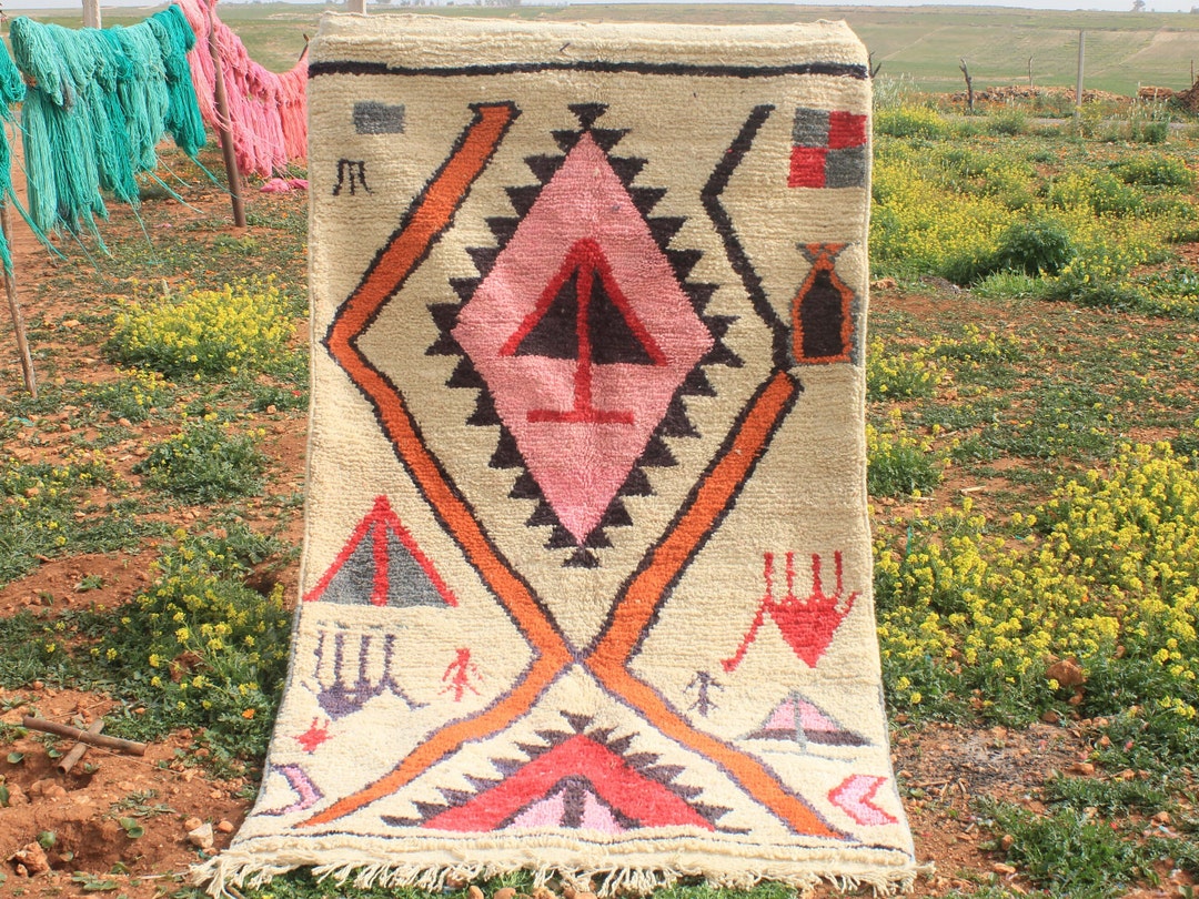 Colorful Moroccan Rug, Custom Fabulous Boujad Rug, Abstract ...