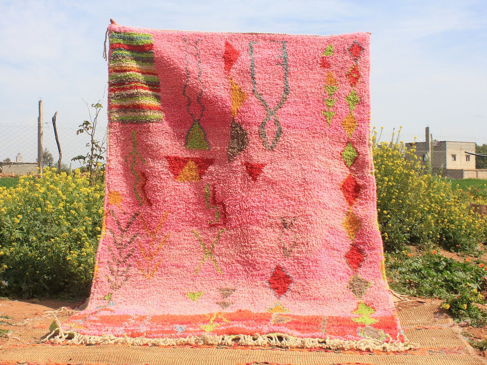 Custom Pink Boujaad Rug Morrocan Rug Soft Shag Wool Rug - Etsy UK