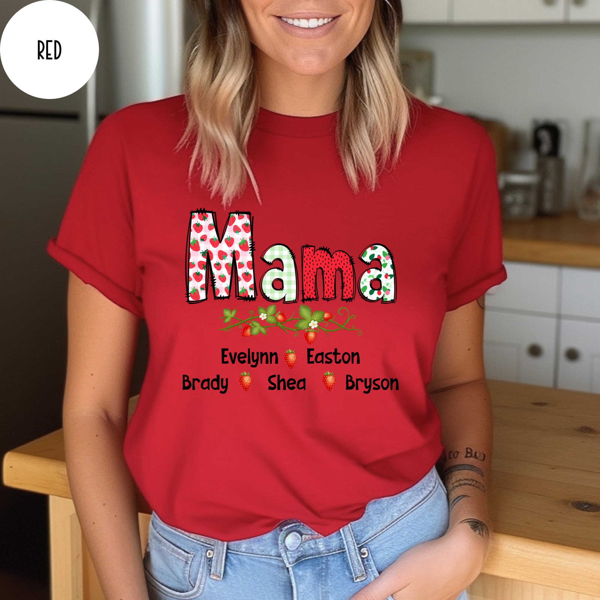 Custom Mama Shirt, Mama Shirt With Names, Personalized Mama T-shirt ...