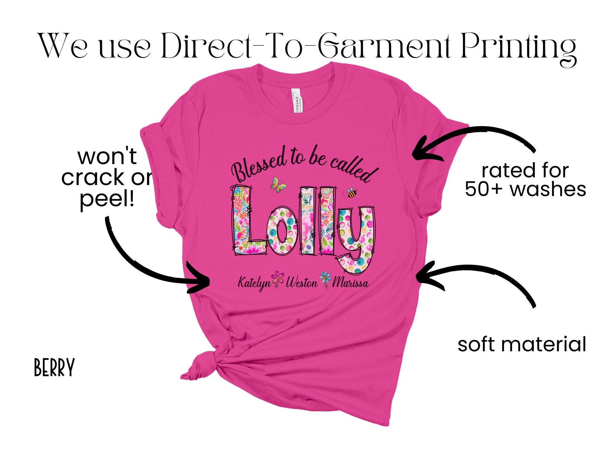 Custom Grandma Tshirt With Name, Custom Lolly Shirt, Blessed to Be ...