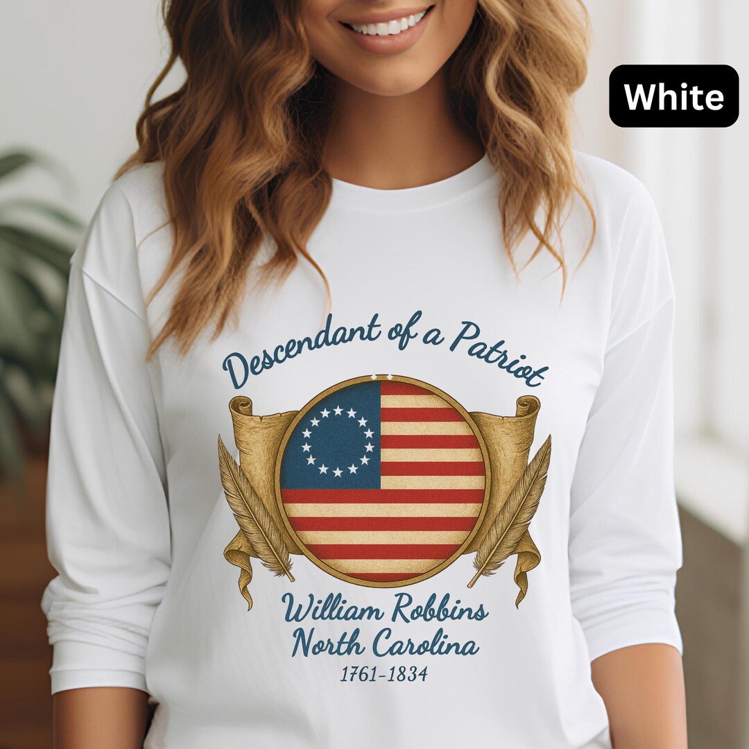 Descendant of American Patriot Long Sleeve Shirt, Personalized DAR SAR ...