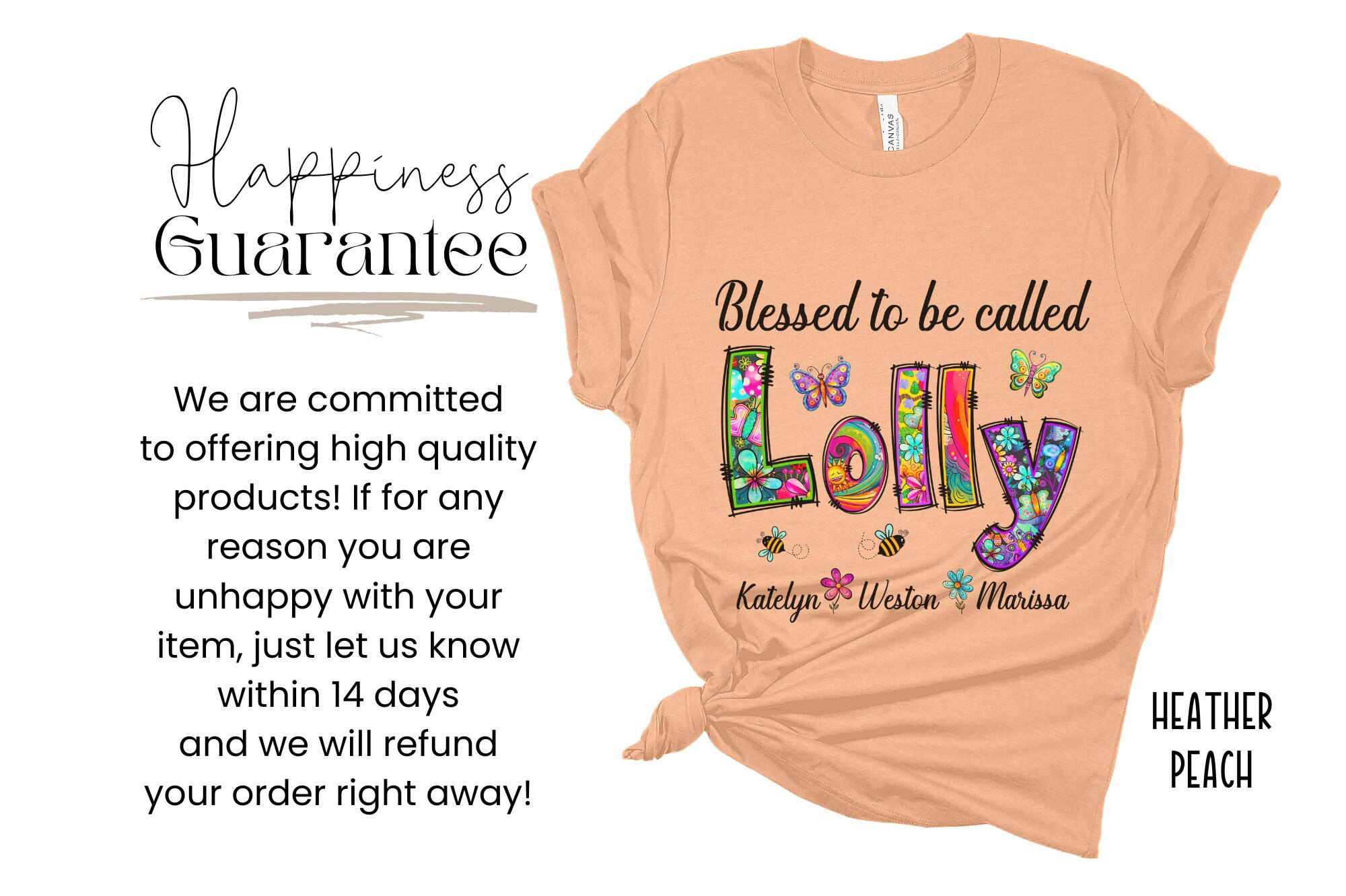 Custom Grandma Tshirt With Name, Custom Lolly Shirt, Blessed to Be ...