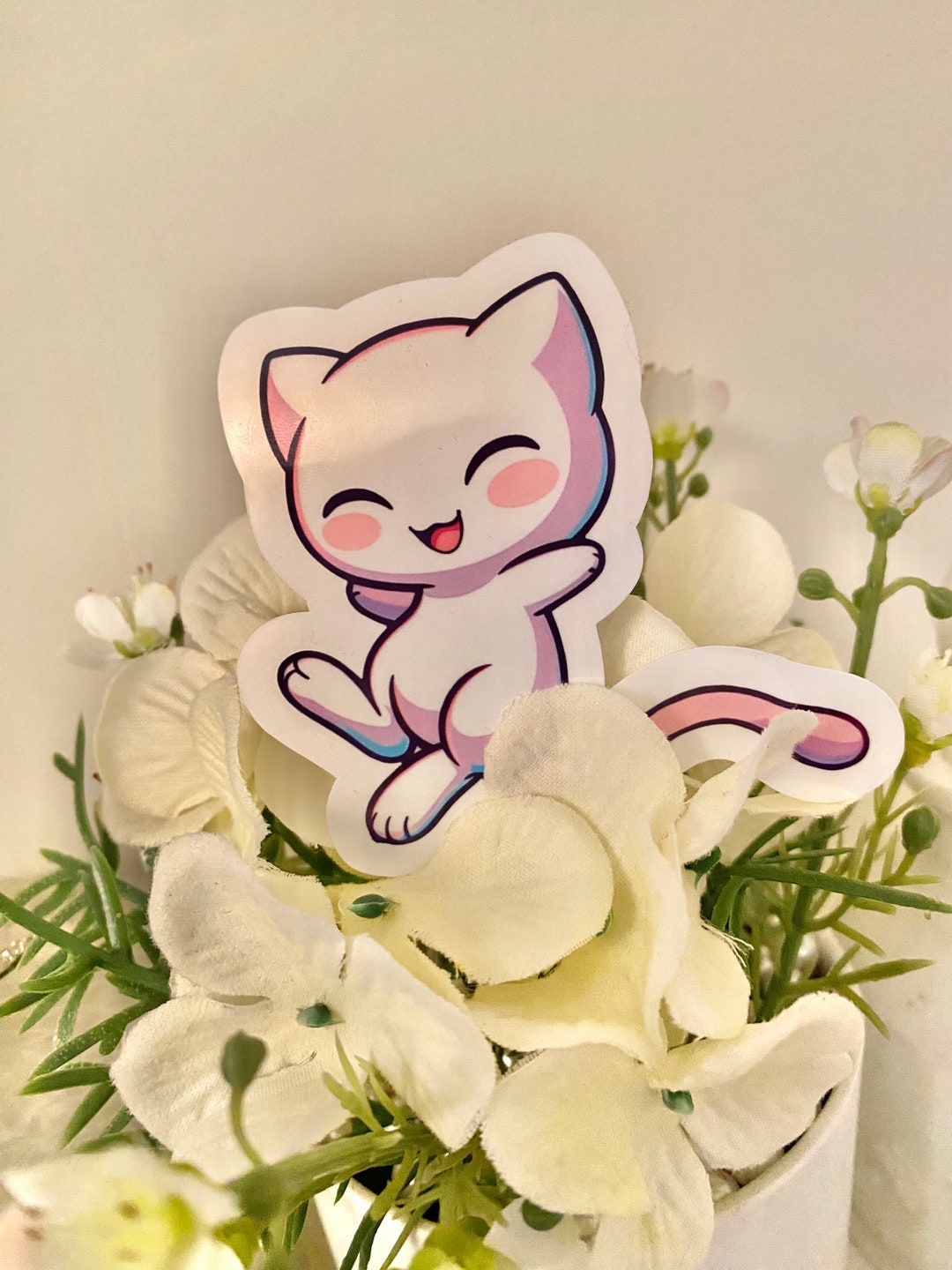 Happy Kawaii Mew Laminated Pokemon Decal Pokeball - Etsy