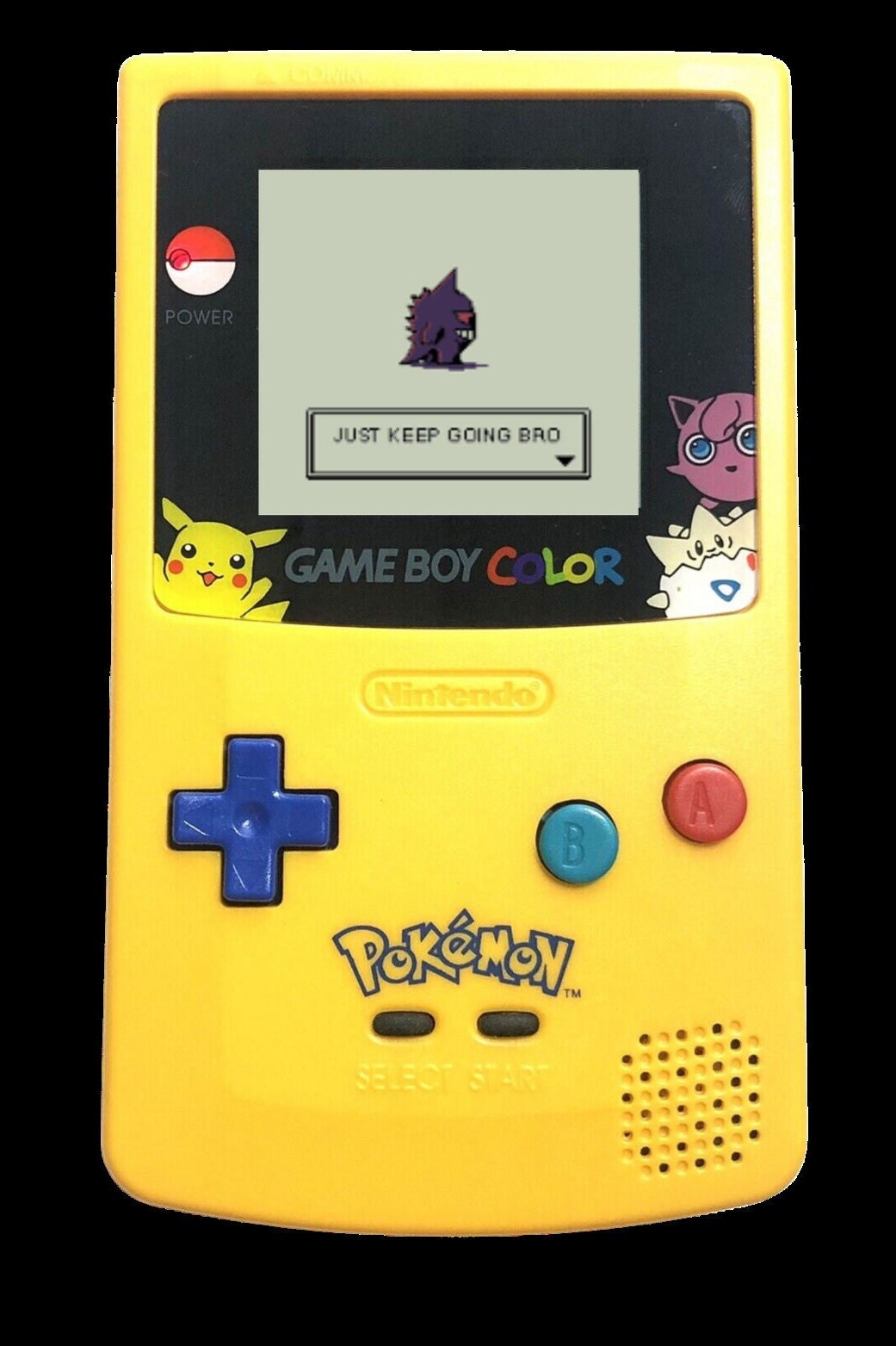 Pokemon Gameboy Sticker Genger Quote Just Keep Going Bro Decal Pikachu ...