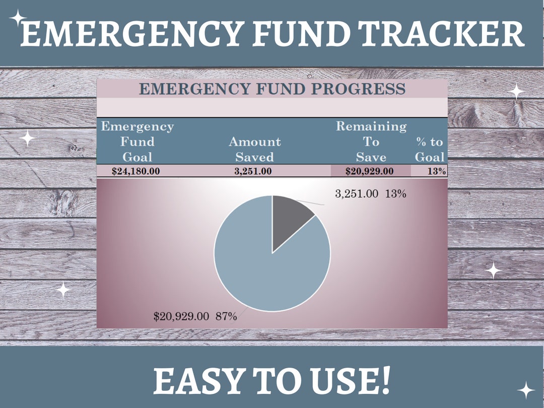 Emergency Fund Budget and Tracking Worksheet Microsoft Excel Instant ...