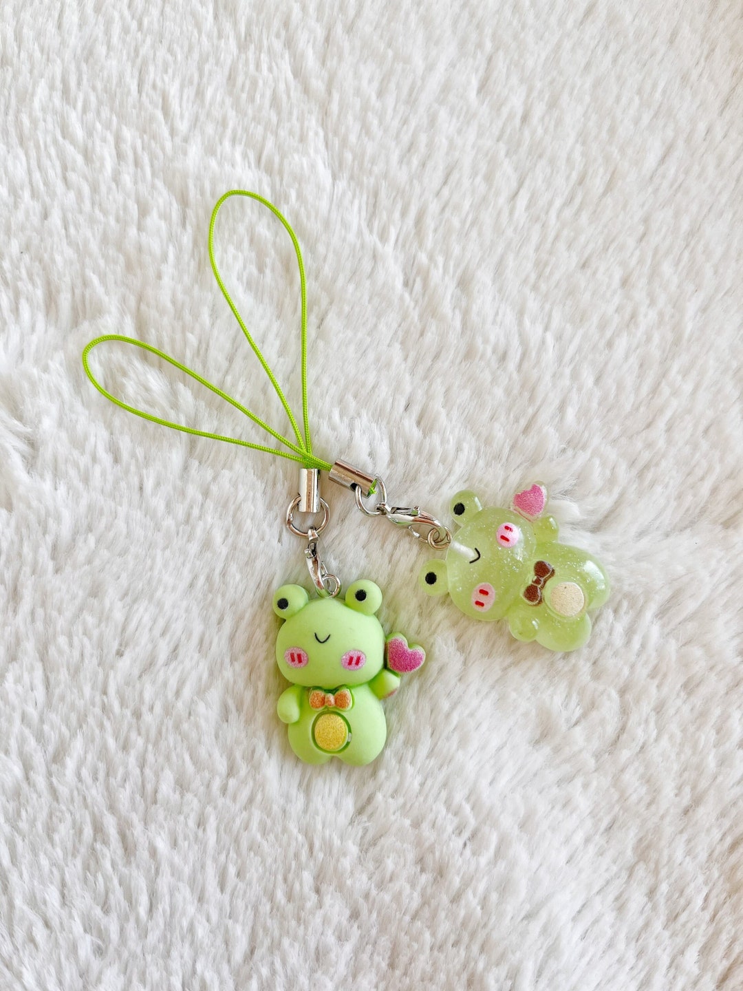 Kawaii Frog Heart Phone Charm, Chibi Frog Keychain , Cute Froggy ...
