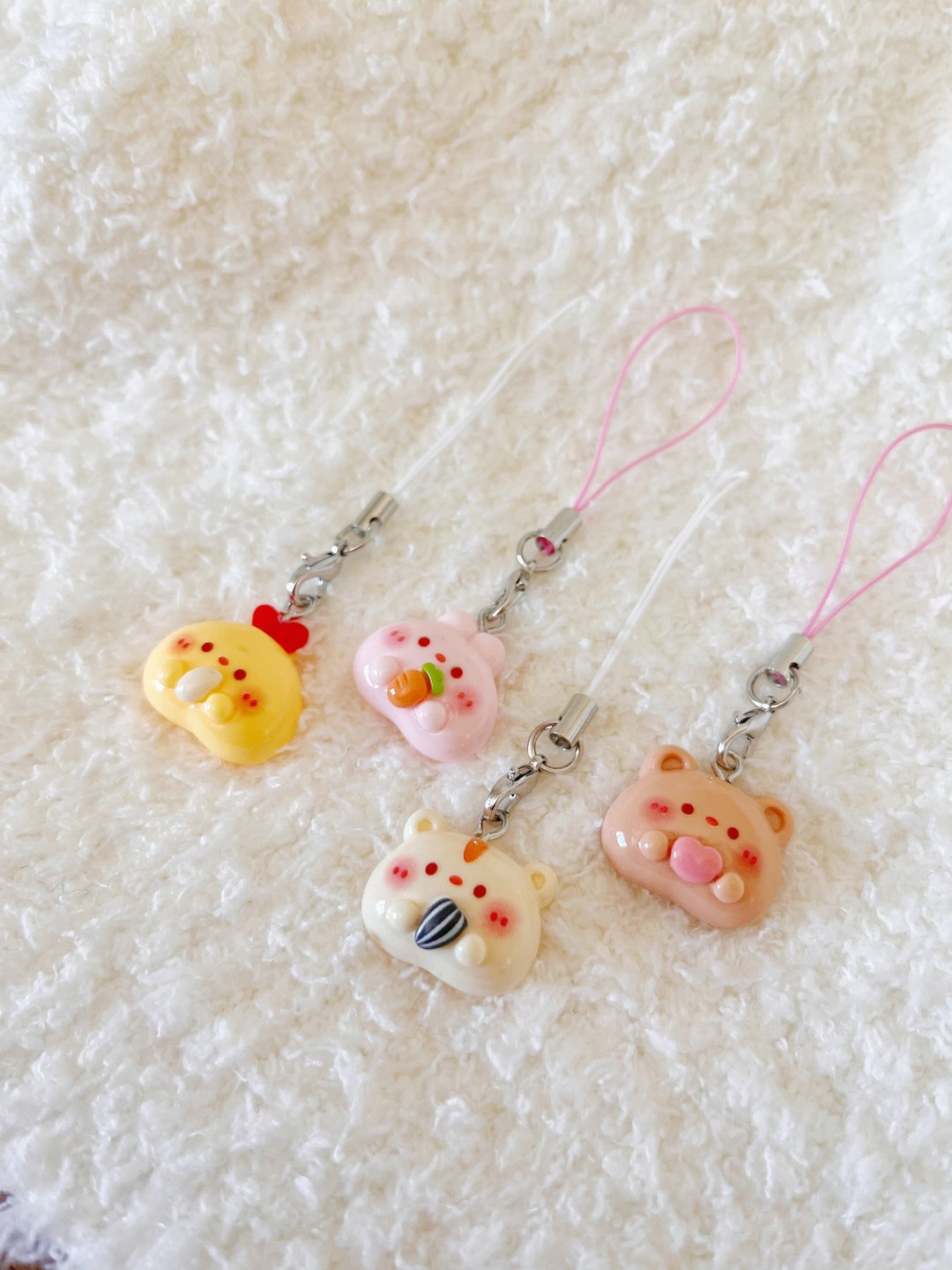 Chibi Phone Charms, Hamster Seed Charms, Bunny Carrot Charm, Shrimp ...