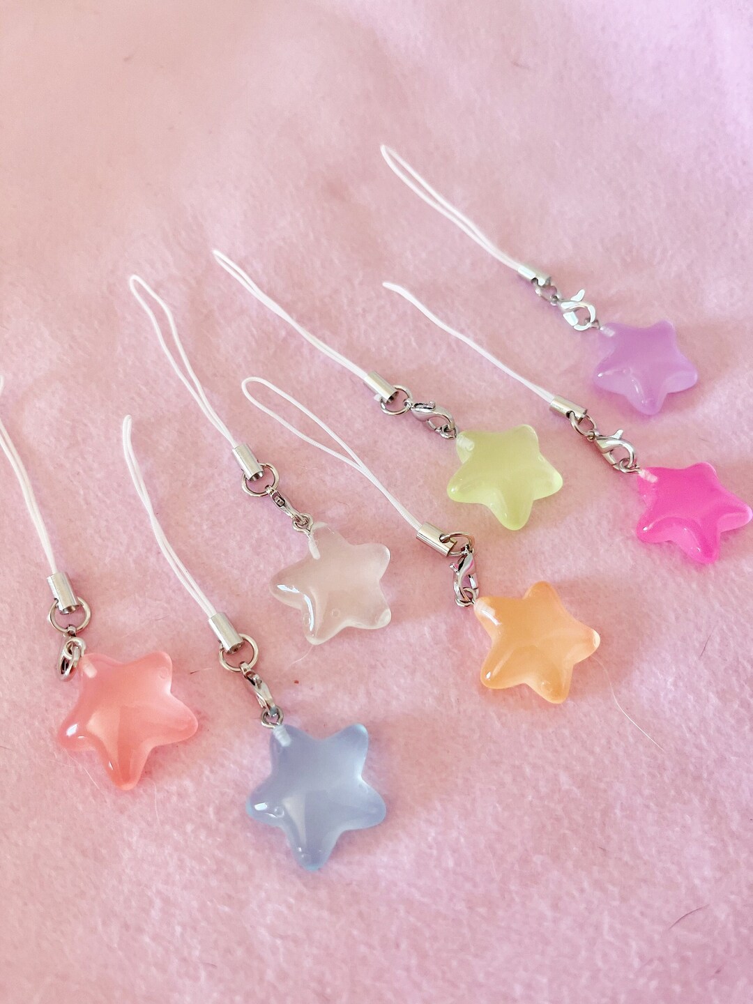 Kawaii Stars Phone Charm Cute Jelly Star Keychain Dainty - Etsy