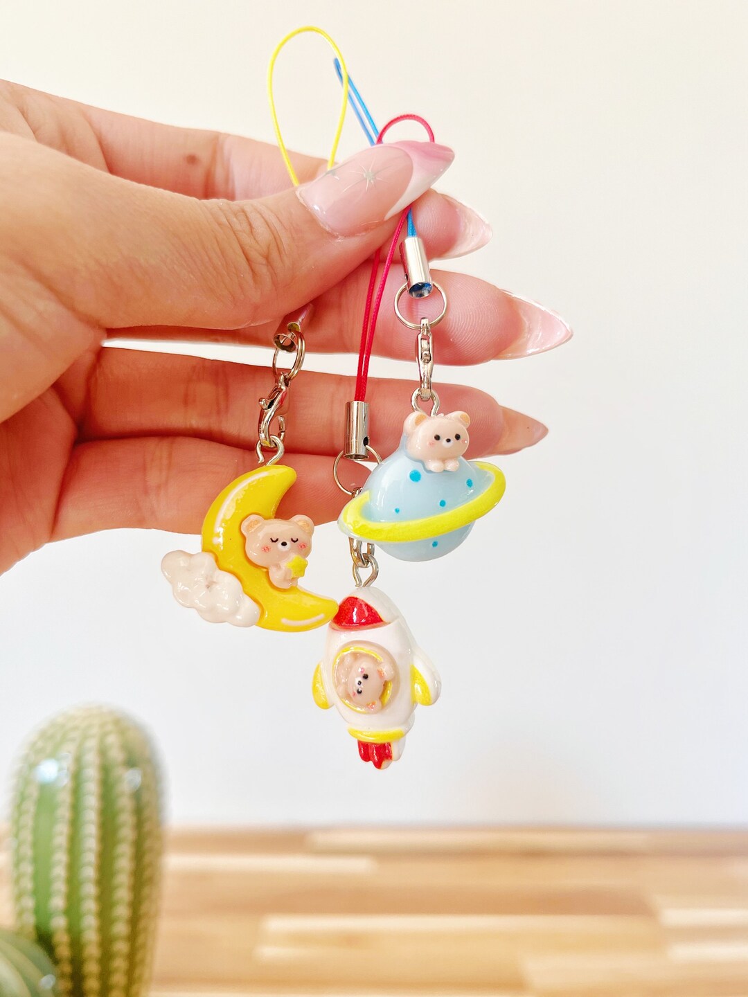Outer Space Bears Charms, Cute Bear Planet Phone Charms, Rocket Ship ...