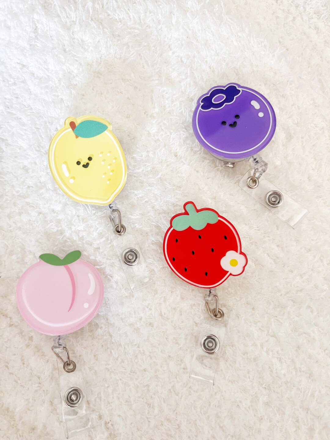 Cute Fruit Cartoon Alligator Badge Reels, Kawaii Fruity ID Badge ...