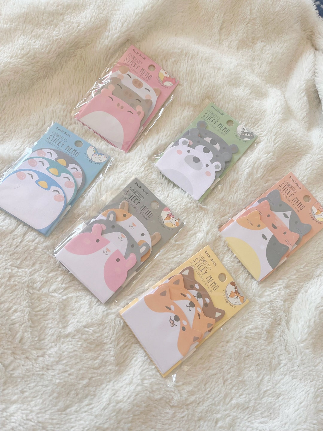 Cute Animal Sticky Notes, Dog Cat Panda Pig Hamster Bear Memo Sheets 15 ...
