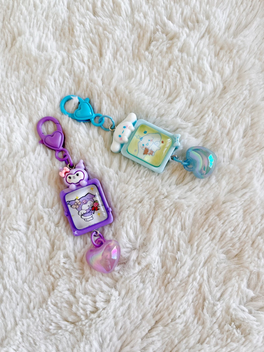 Dainty Kawaii Keychain, Japanese Anime Cartoon Small Keyrings, Purple ...