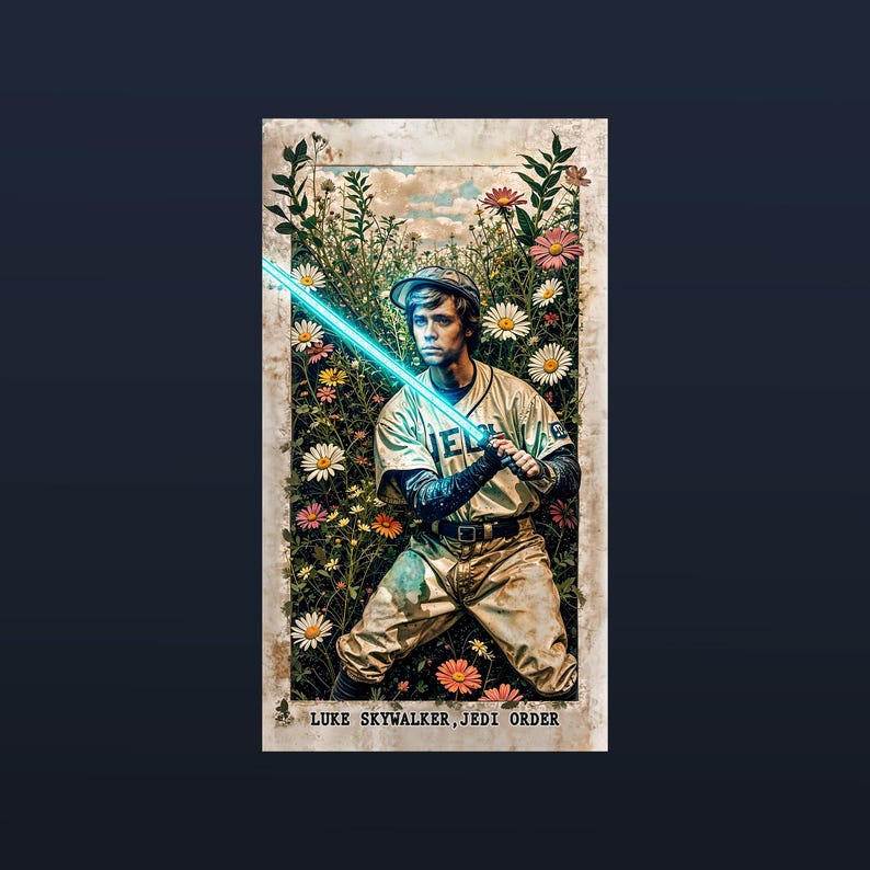 Vintage Star Wars Parody Baseball Card Art - Retro Sci-fi Sports Print ...