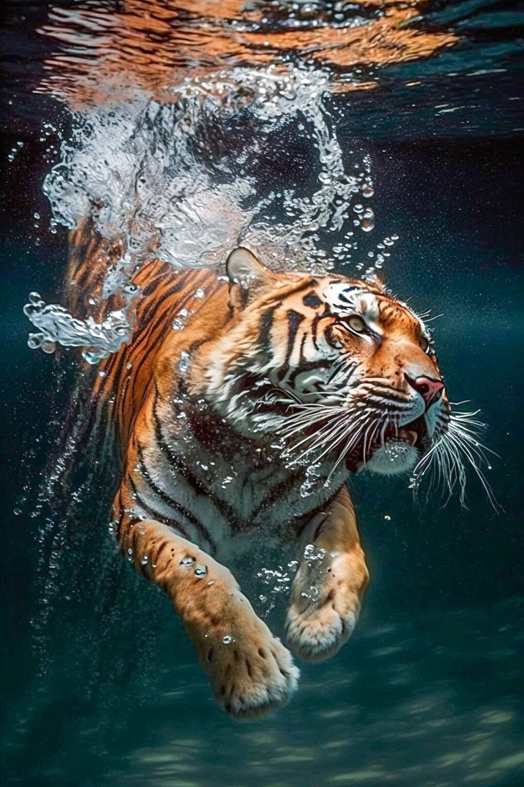 Tiger Underwater Tiger Animal Wildlfie - Etsy