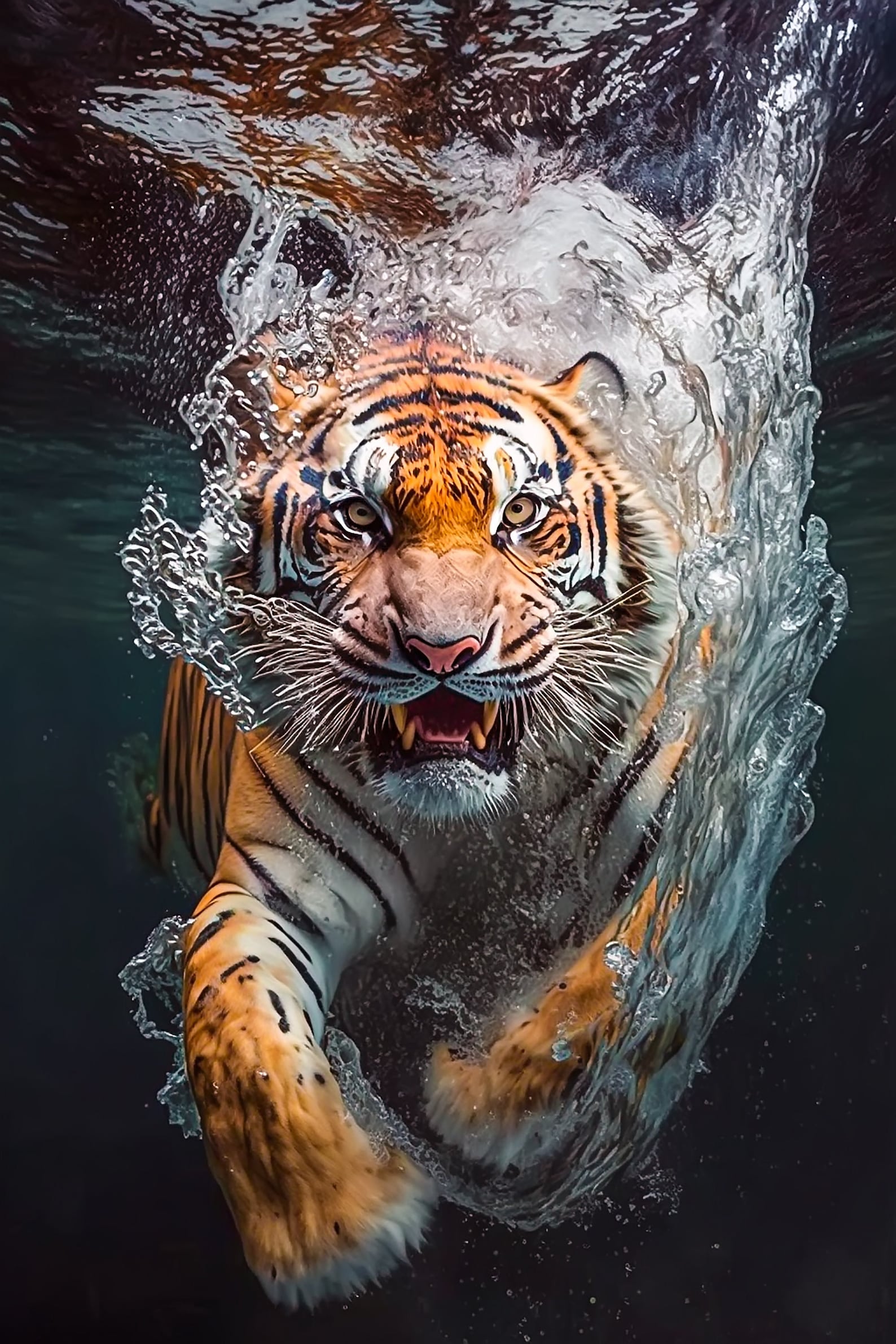 Tiger Underwater Tiger Animal Wildlfie - Etsy