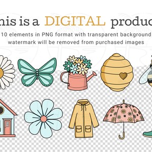10 Spring Clipart - PNG Set, Instant Download, Planner Stickers ...