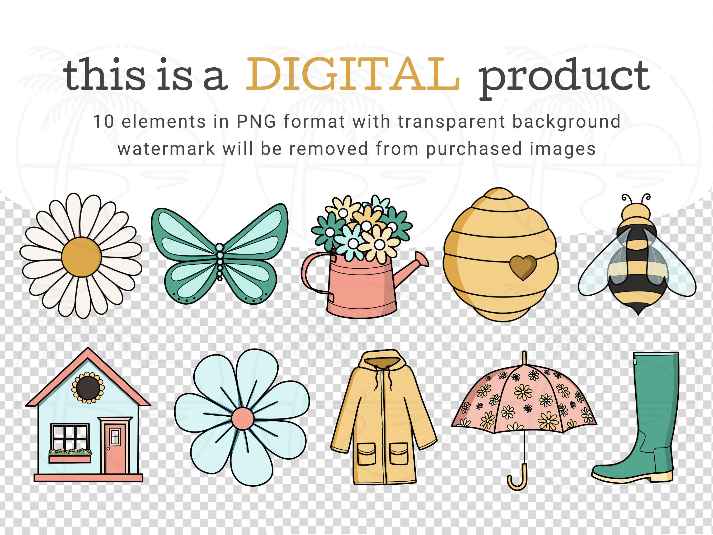 10 Spring Clipart - PNG Set, Instant Download, Planner Stickers ...