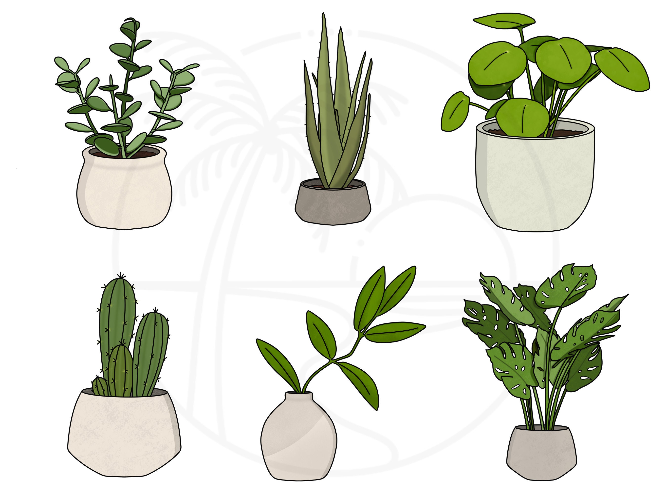 6 House Plant Clipart - PNG Set, Instant Download, Planner Stickers ...