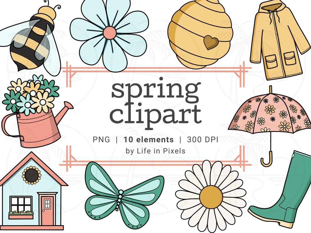 10 Spring Clipart - PNG Set, Instant Download, Planner Stickers ...