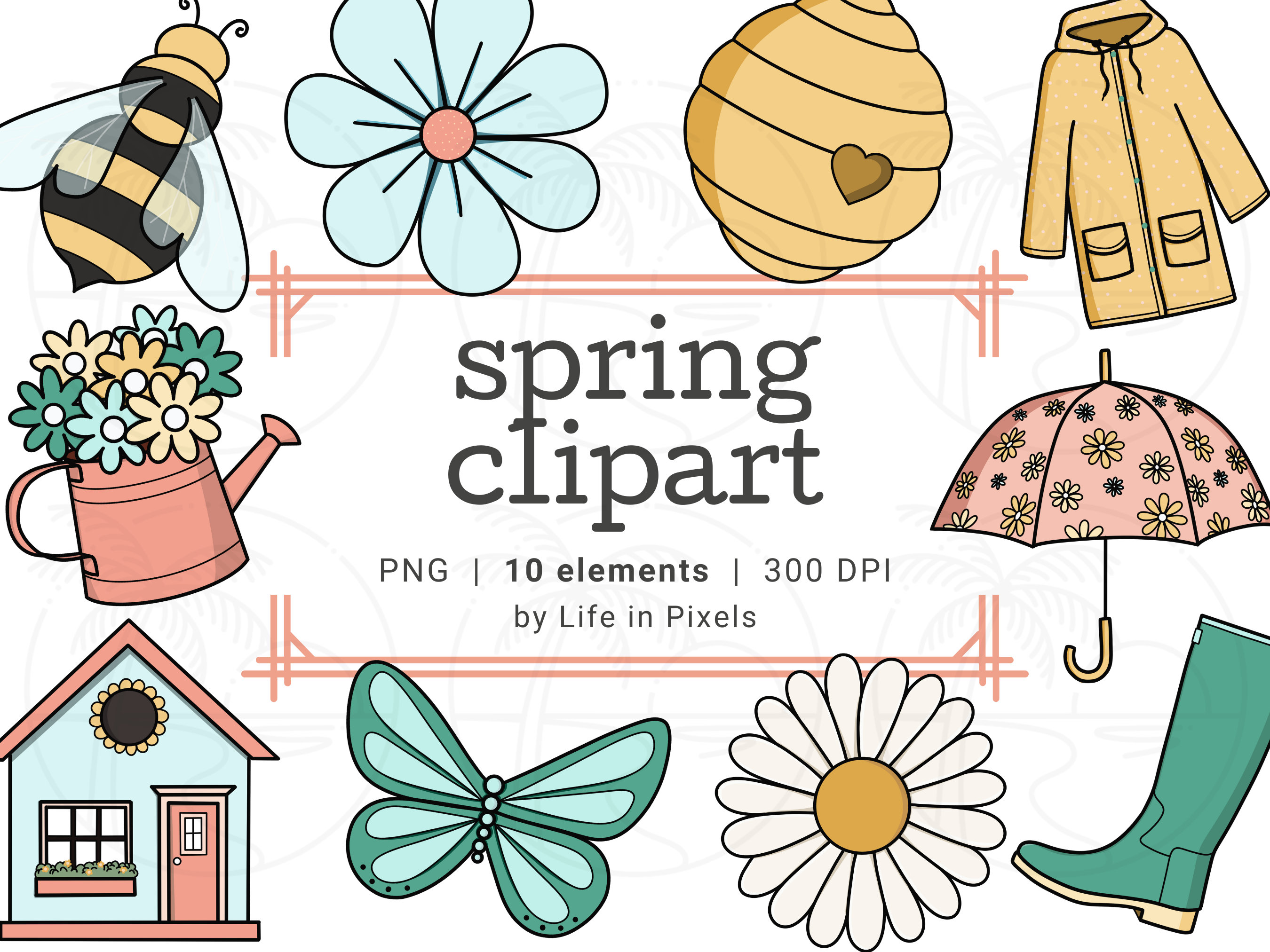 10 Spring Clipart - PNG Set, Instant Download, Planner Stickers ...