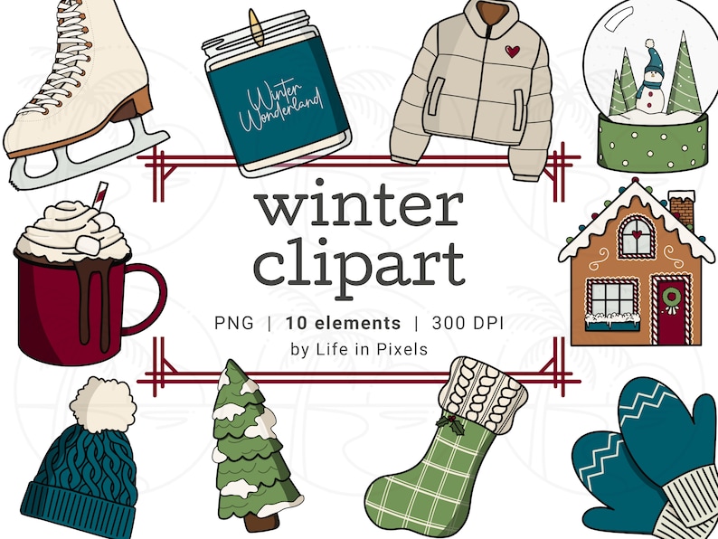 10 Winter Clipart - PNG Set, Instant Download, Planner Stickers ...