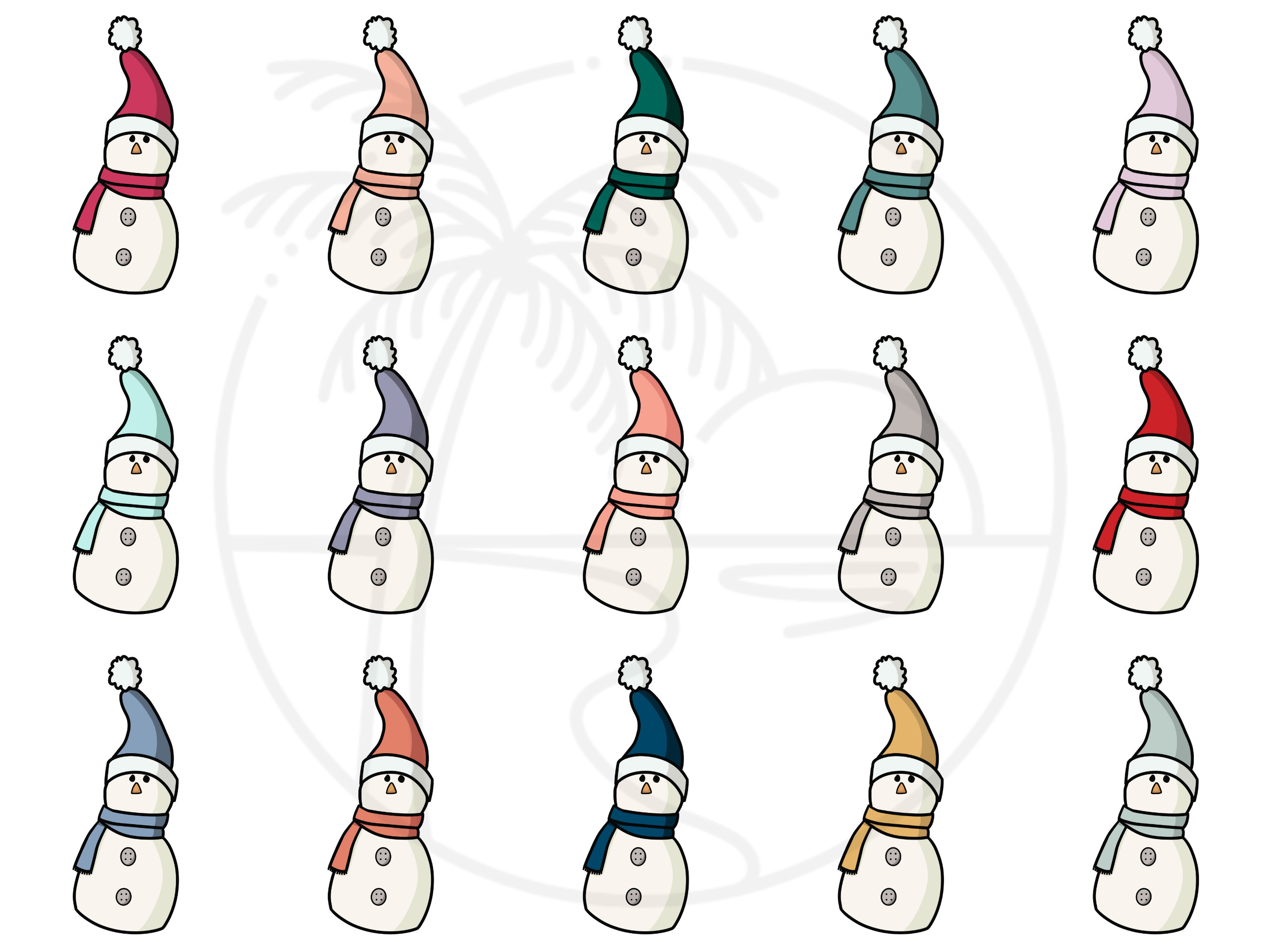 15 Snowman Clipart - PNG Set, Instant Download, Planner Stickers ...