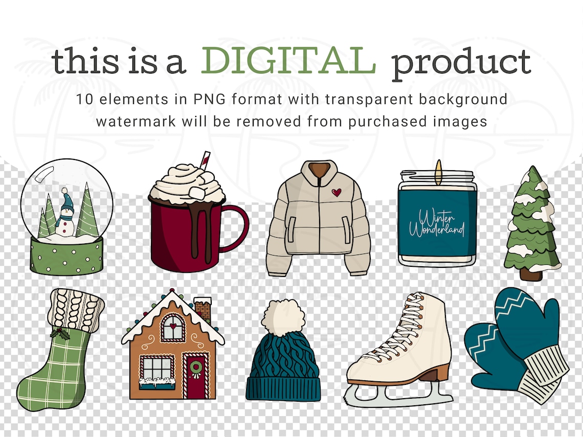 10 Winter Clipart - PNG Set, Instant Download, Planner Stickers ...
