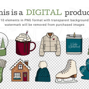 10 Winter Clipart - PNG Set, Instant Download, Planner Stickers ...