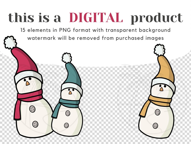 15 Snowman Clipart - PNG Set, Instant Download, Planner Stickers ...
