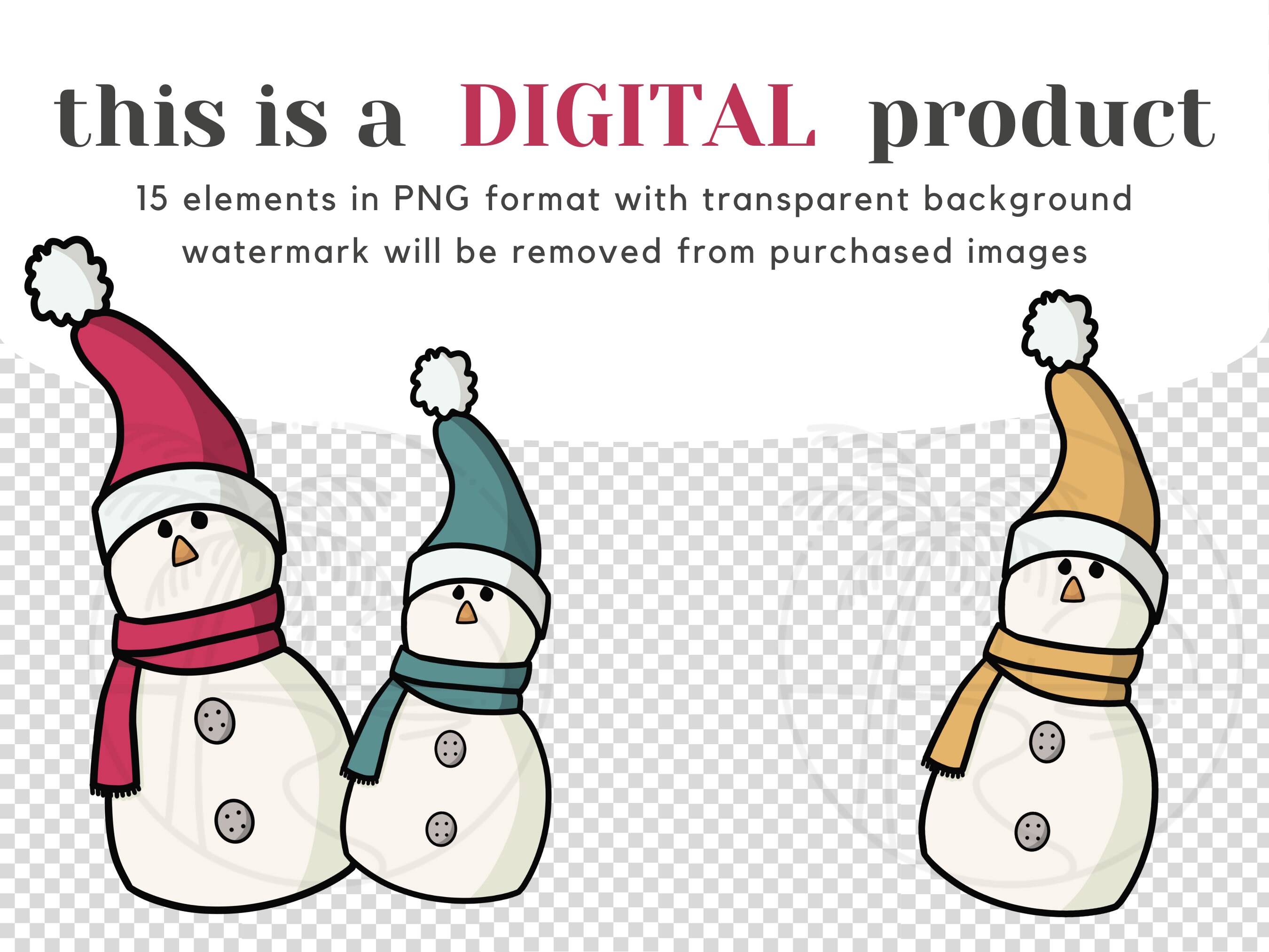 15 Snowman Clipart - PNG Set, Instant Download, Planner Stickers ...