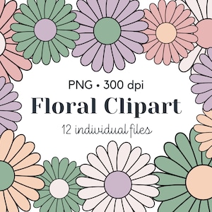 12 Floral Clipart - PNG Set, Instant Download, Planner Stickers ...