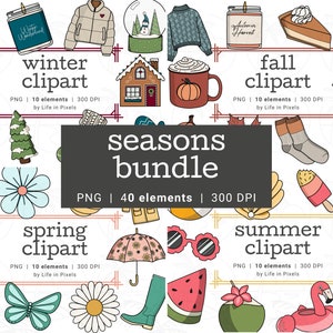 40 Seasonal Clipart Bundle - PNG Set, Instant Download, Planner ...