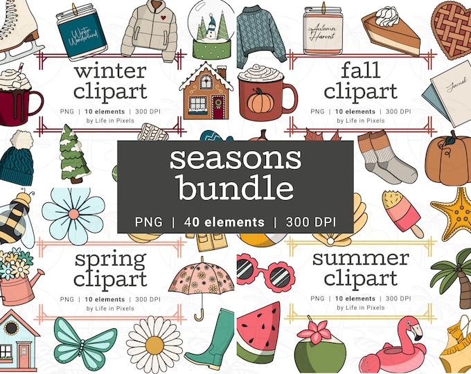 Four Seasons Trees Clipart Clip Art, Seasonal Trees and Birds Clipart ...