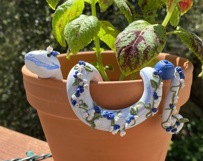 Flower Pot Snake Buddy, Blueberry Hand-crafted Clay Sculpture, Cute ...