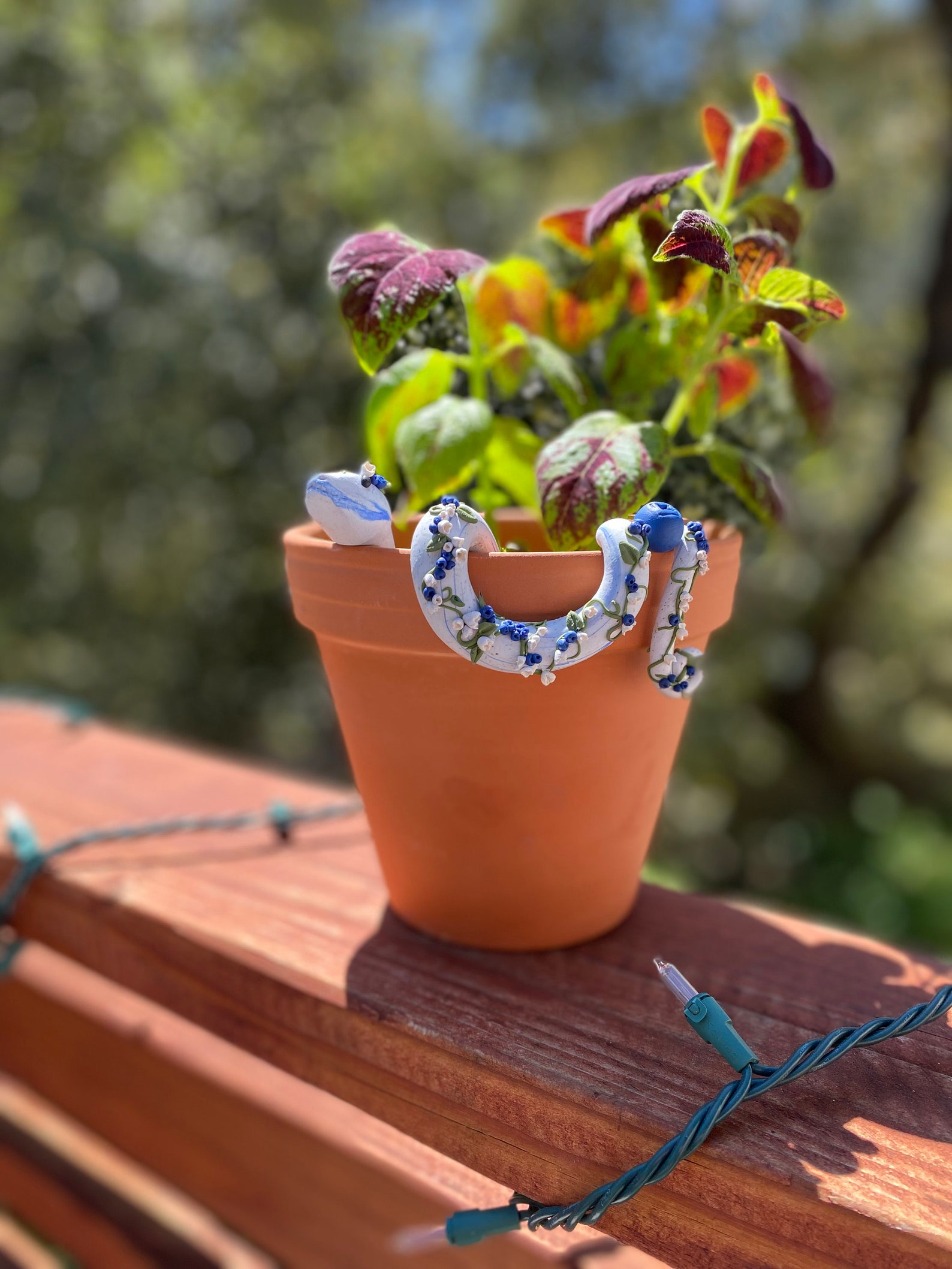 Flower Pot Snake Buddy, Blueberry Hand-crafted Clay Sculpture, Cute ...