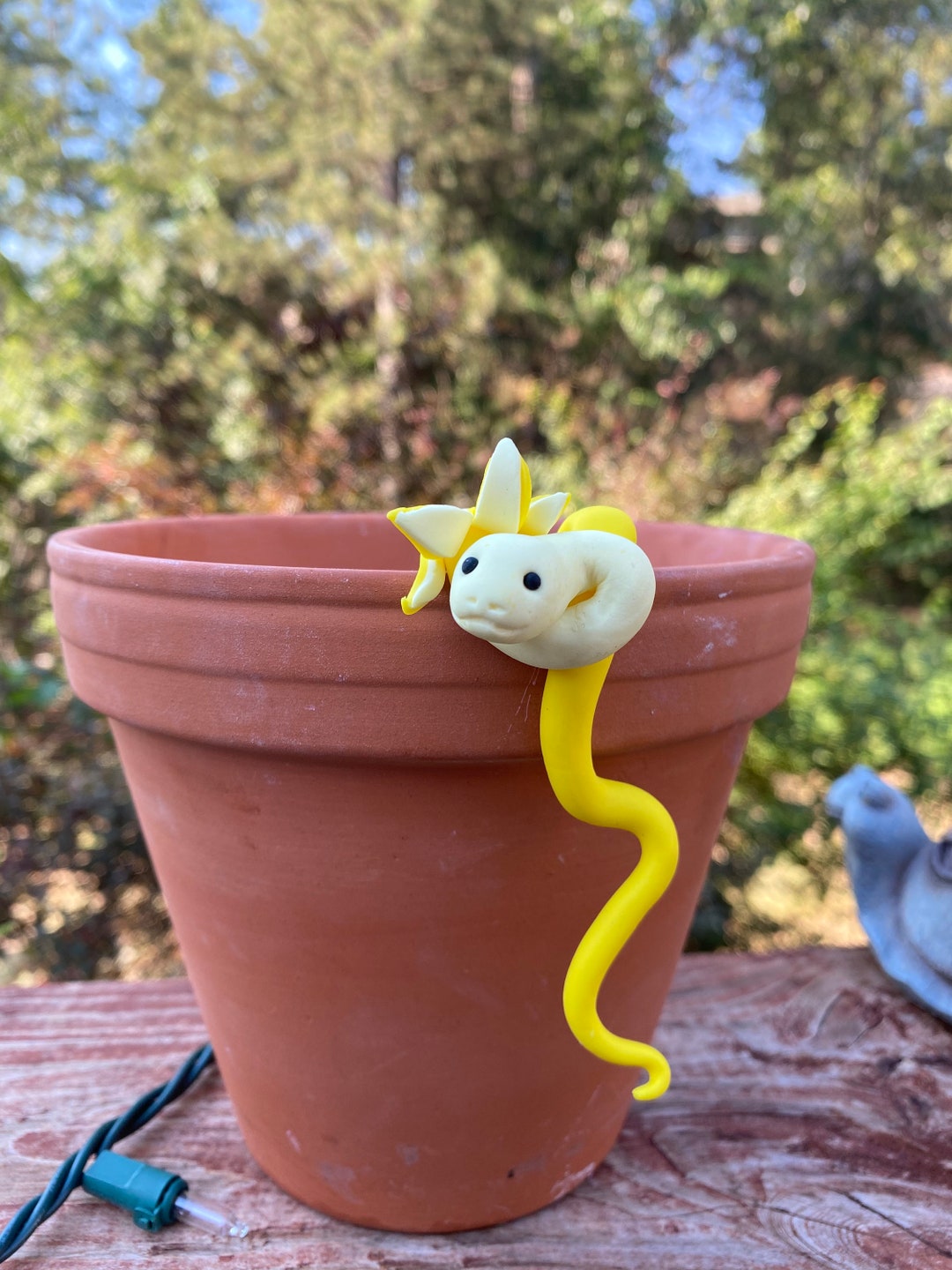 Flower Pot Snake Buddy, Banana Snake Hand-crafted Clay Sculpture, Cute ...
