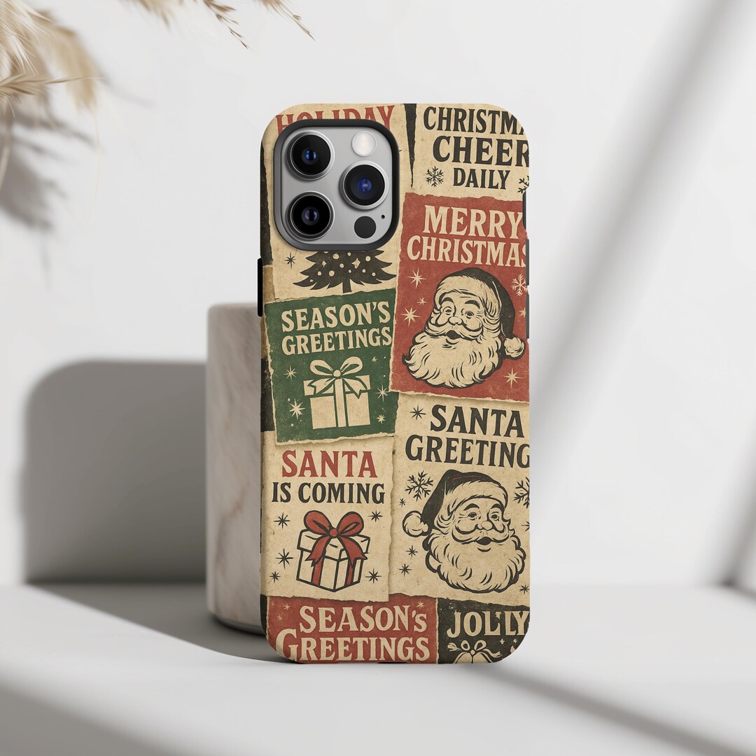 Phone Case Christmas, Phone Case 90s, Retro Collage iPhone Case, Winter ...