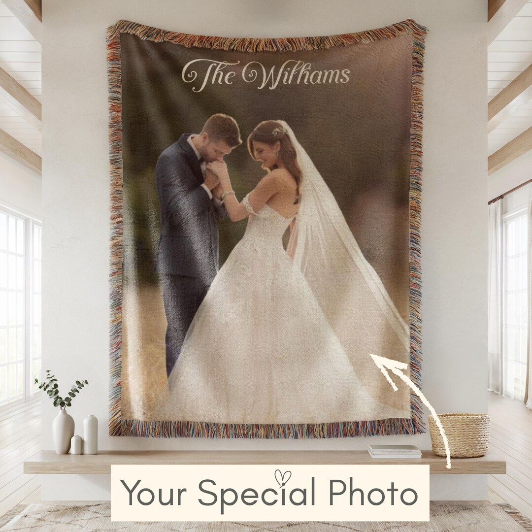 Personalized Photo Woven Cotton Throw, Custom Blanket With Picture ...